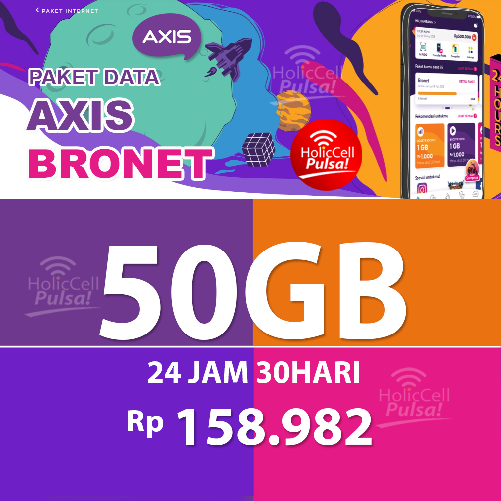 Jual PAKET DATA AXIS BRONET KUOTA 24JAM 30 HARI 50GB I WAJIB BACA DESKRIPSI PRODUK | Shopee ...