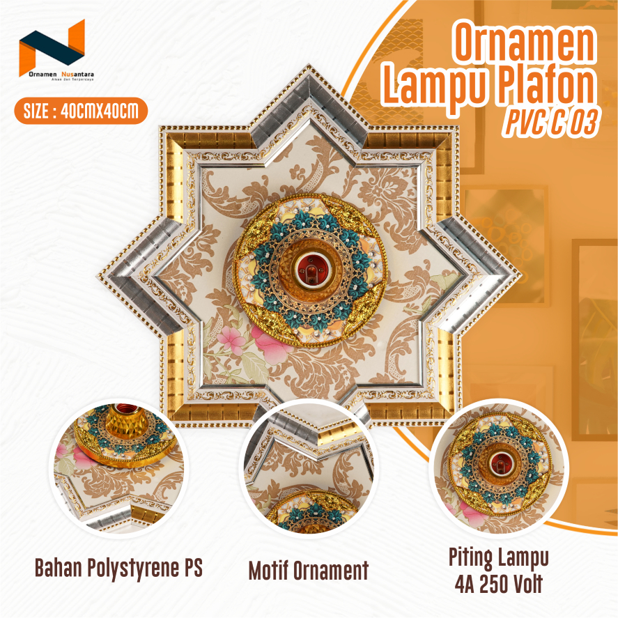 Jual ornamen lampu plafon PVC C 03 ukuran 40x40 cm bahan premium model ...