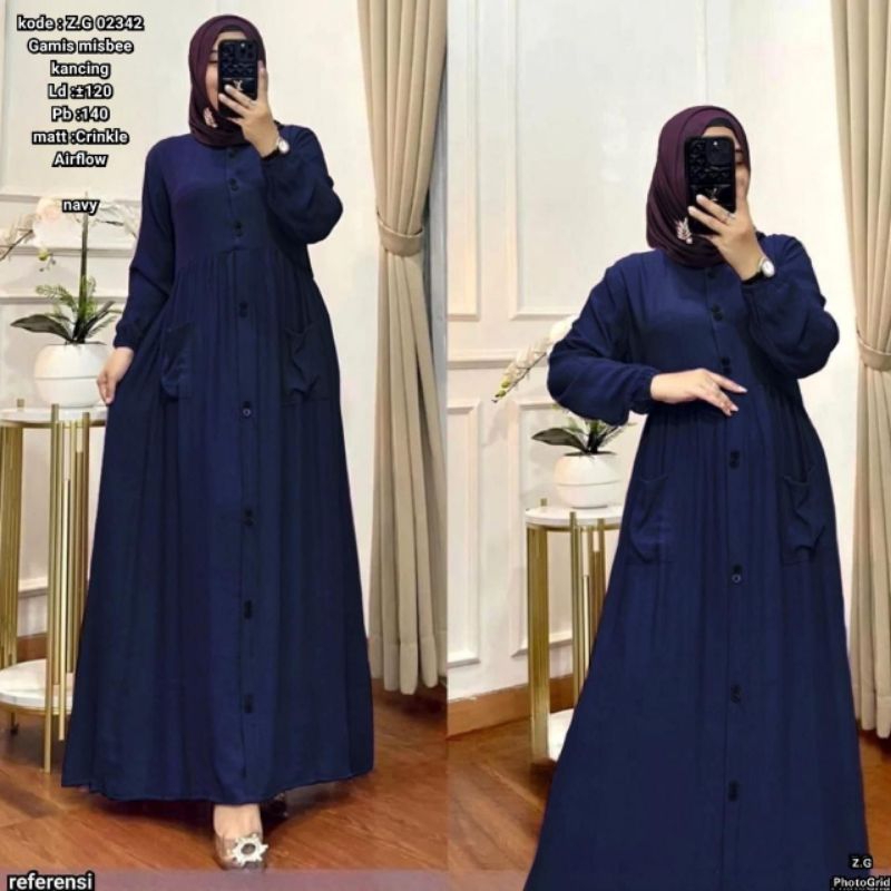 Jual Gamis misbee kancing crinkle airflow | Shopee Indonesia