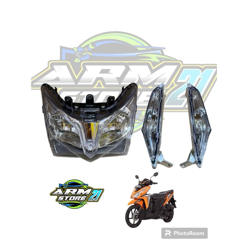 Jual Reflektor Set Mika + Sen Depan Vario Techno 125 Fi 2013-2014 / HeadLamp Lampu Depan Vario ...