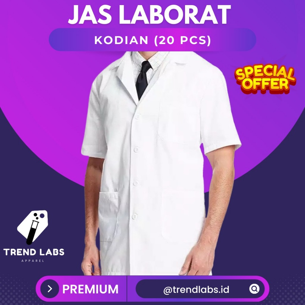 Jual GROSIR JAS LABORATORIUM LENGAN PENDEK (KODIAN = 20 PCS) | Shopee ...