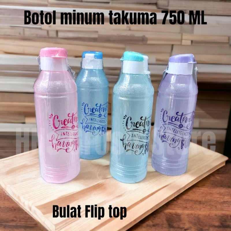 Jual Botol bulat takuma tutup flip top dan ulir 350ml 700ml bahan ...