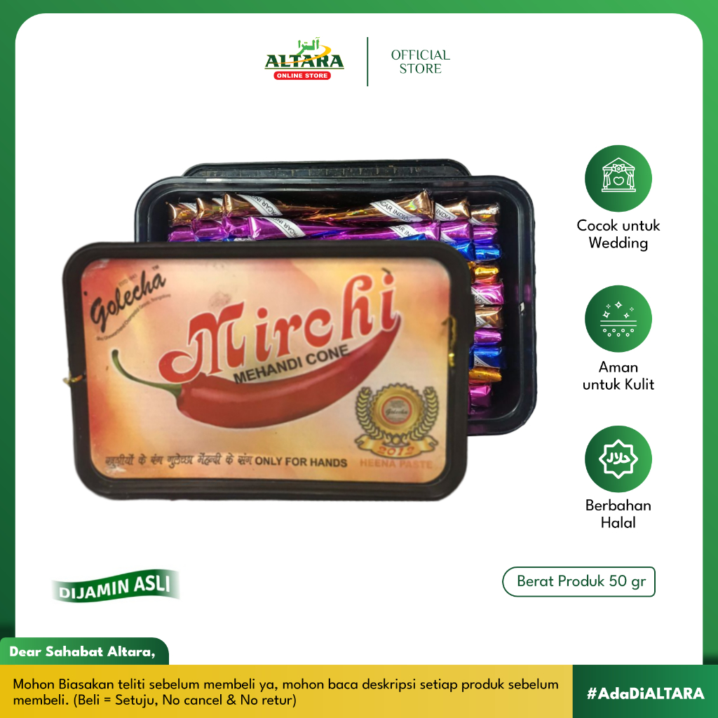 Jual Henna Merah Golecha Mirchi Mini Cone | Shopee Indonesia