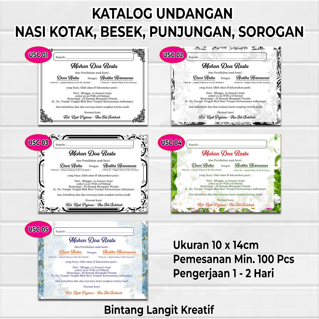 Jual CETAK UNDANGAN BESEK | UNDANGAN SOROGAN | UNDANGAN PUNJUNGAN ...