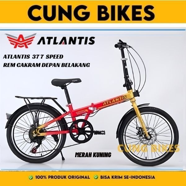 Jual Sepeda Lipat 20 inch Atlantis LP 37 7 Speed rem double Disc Brake ...