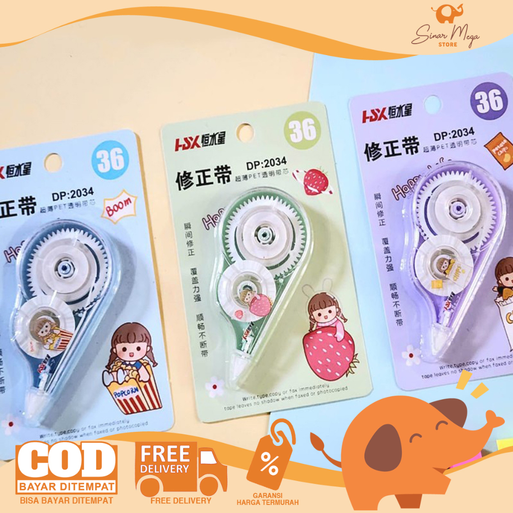 Jual Fancy Correction Tape Happy Life (2034) / Tip ex Pita Kertas Motif ...