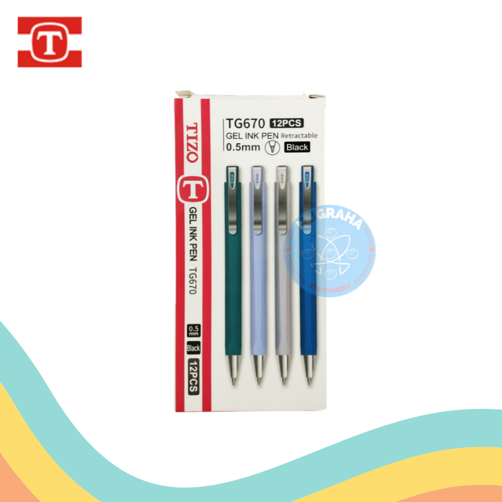 Jual GEL PEN TIZO TG-670 (12 PCS) | Shopee Indonesia
