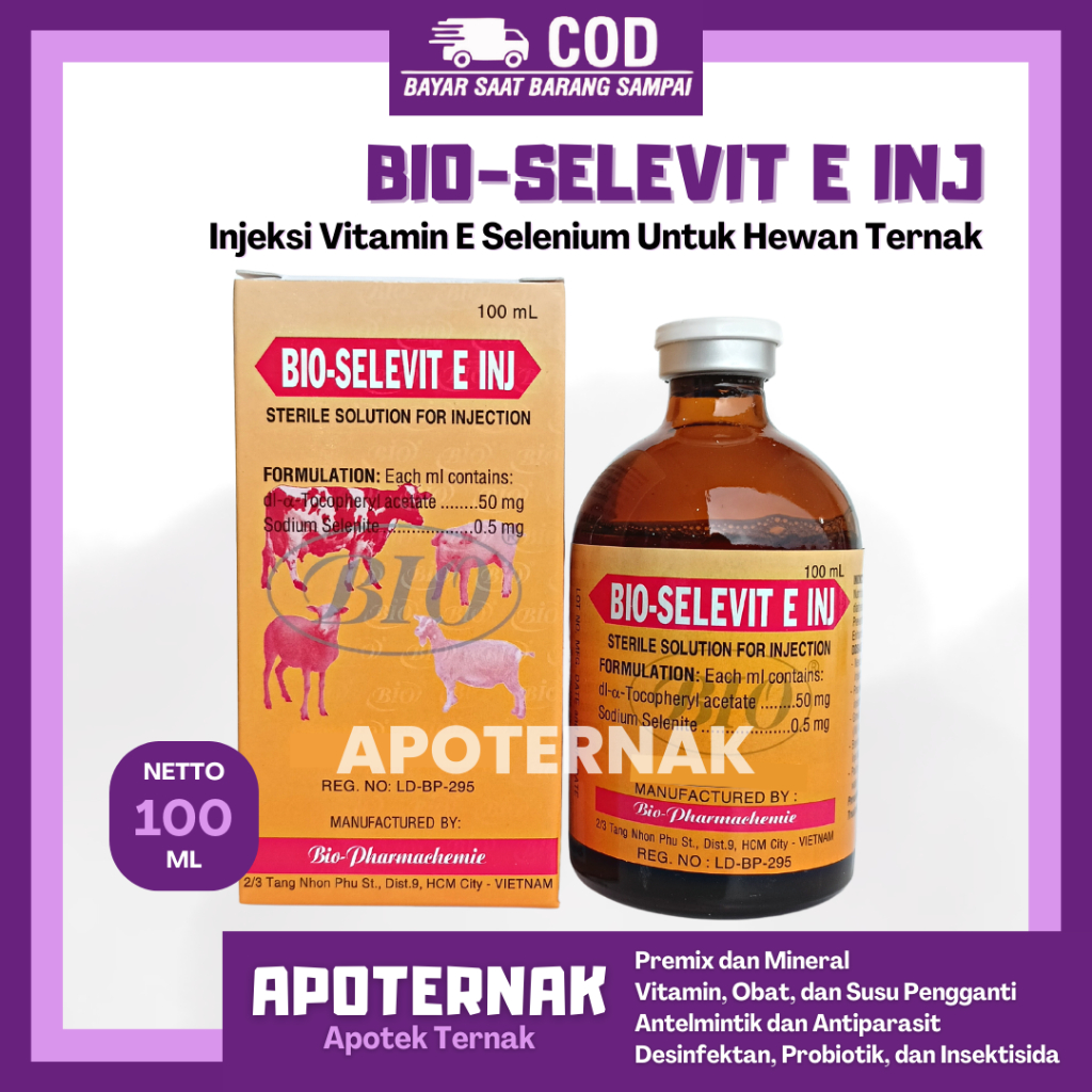 Jual BIO SELEVIT E 100ML - Injeksi Vitamin E Selenium Hewan Sapi ...