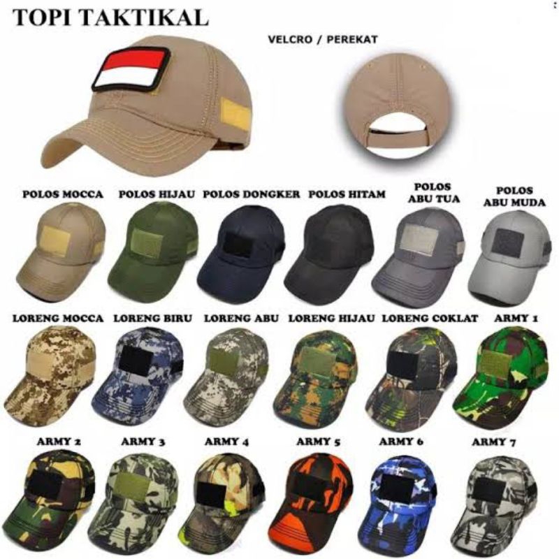 Jual TOPI RIPSTOP VELKRO POLOS TACTICAL ADVENTURE | Shopee Indonesia