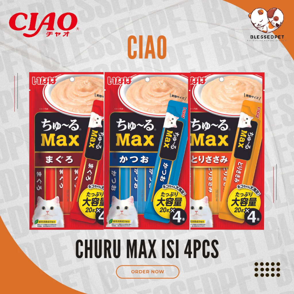 Jual CIAO MAX Snack Kucing Liquid isi 4 x 20g | Shopee Indonesia