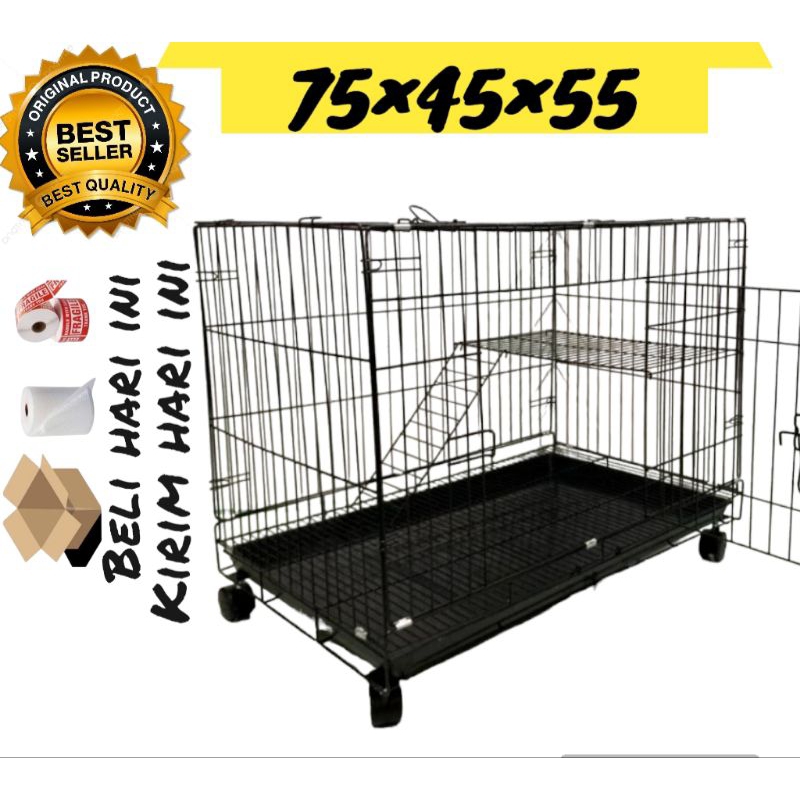 Jual KANDANG BESI LIPAT UKURAN 75CM×55CM×45CM TINGKAT+RODA | Shopee ...
