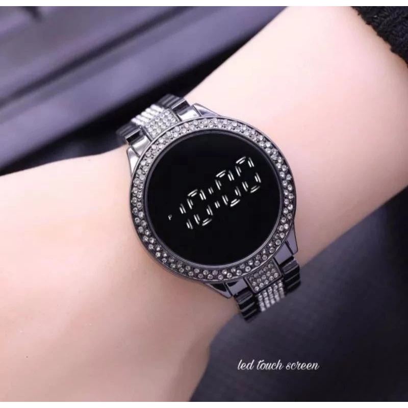 Jual Jam Tangan Wanita Kecil Cewek Diamond Rantai DIGITAL LED Touch ...