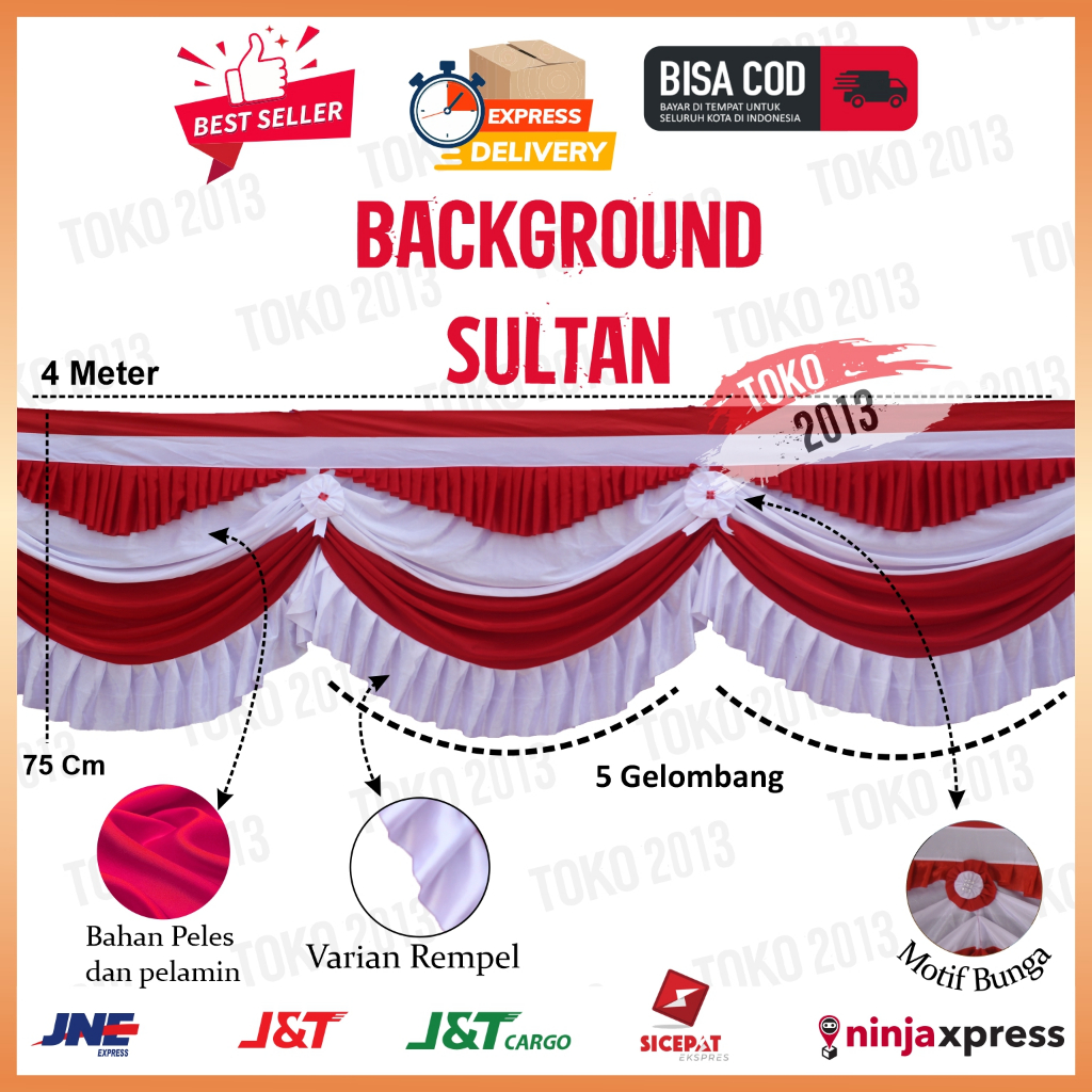 Jual BENDERA BACKGROUND SULTAN 5 GELOMBANG (4 METER) | Shopee Indonesia