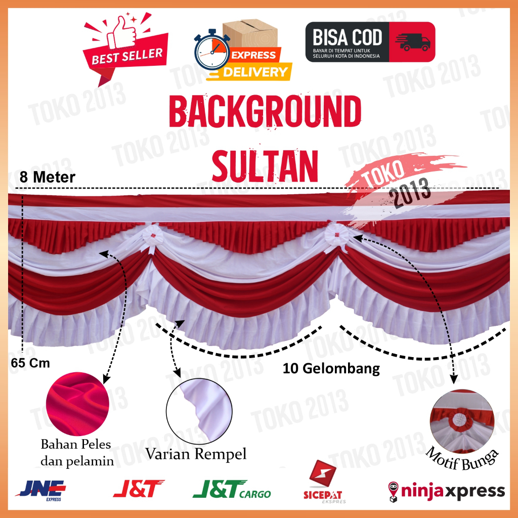 Jual BENDERA BACKGROUND SULTAN 10 GELOMBANG (8 METER) | Shopee Indonesia