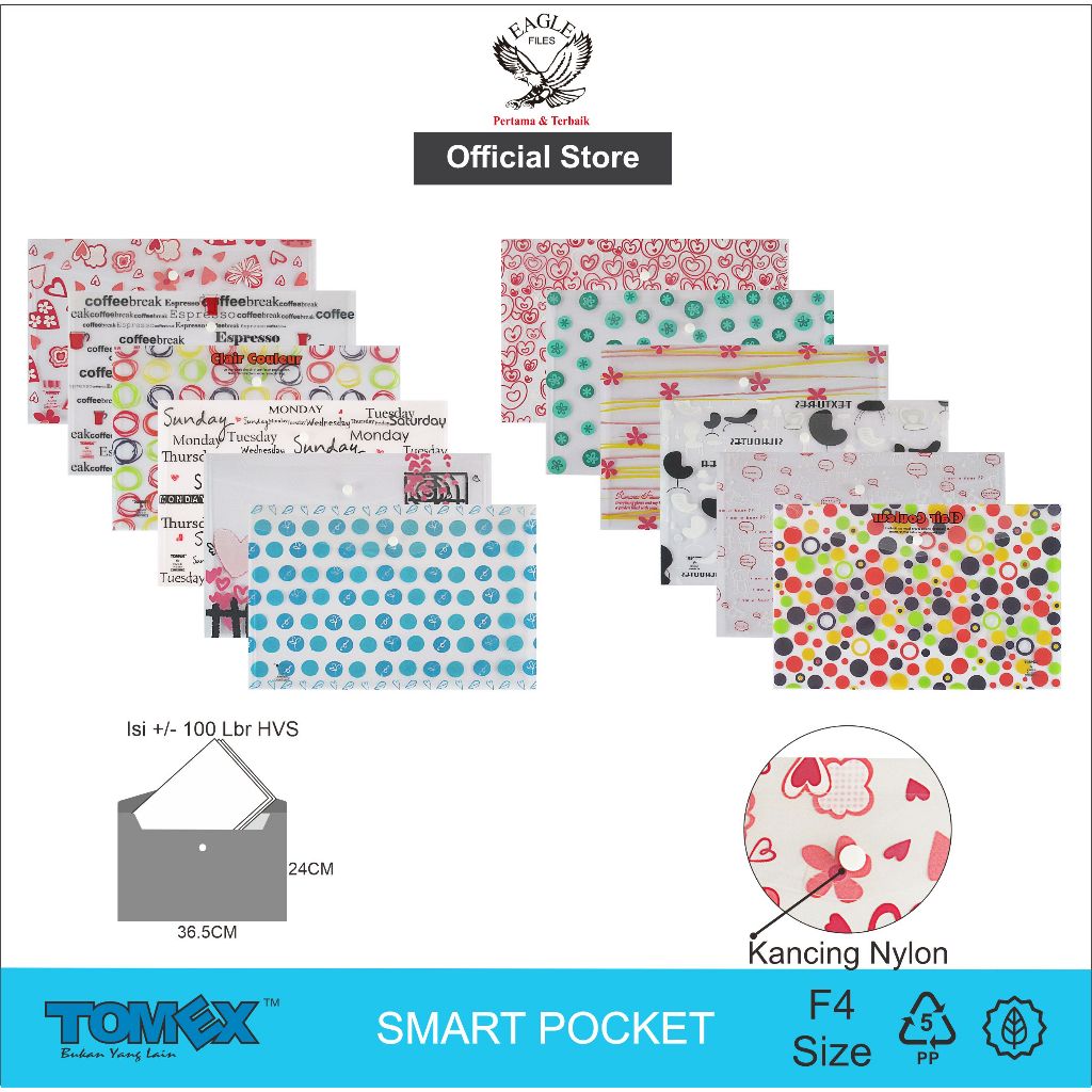 Jual Map Kancing Plastik F4 TOMEX Smart Pocket Map Plastik Kancing ...