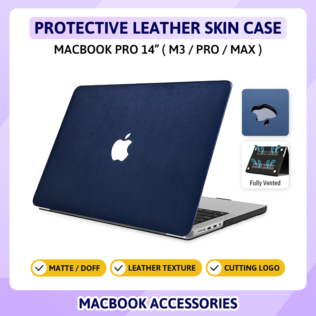 Jual MacBook Pro 14 inch M3 Pro / Max A2918 A2992 Leather Case Soft ...