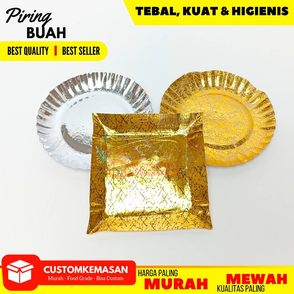 Jual Piring Kue tart / Piring Emas / Paper Plate Gold / Piring Kue Ulang Tahun / Piring Kertas ...
