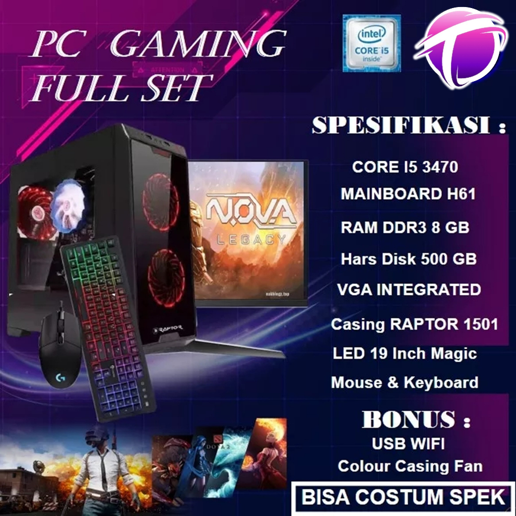 Jual Pc Komputer Rakitan Cpu Gaming Full Set Murah Core I5 3470 Fullset ...