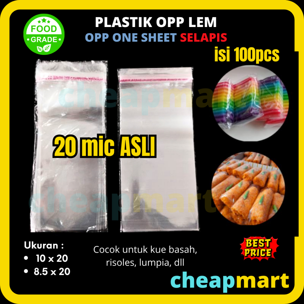 Jual [100-Lbr] OPP One Sheet OPP Lem 1 Lembar 1 Lapis Plastik Untuk Kue ...