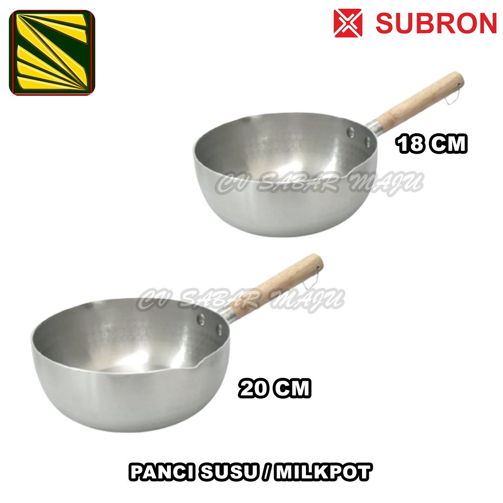 Jual SUBRON Panci Susu Sause pan Milkpot Gagang Kayu Aluminium Tebal 18 ...