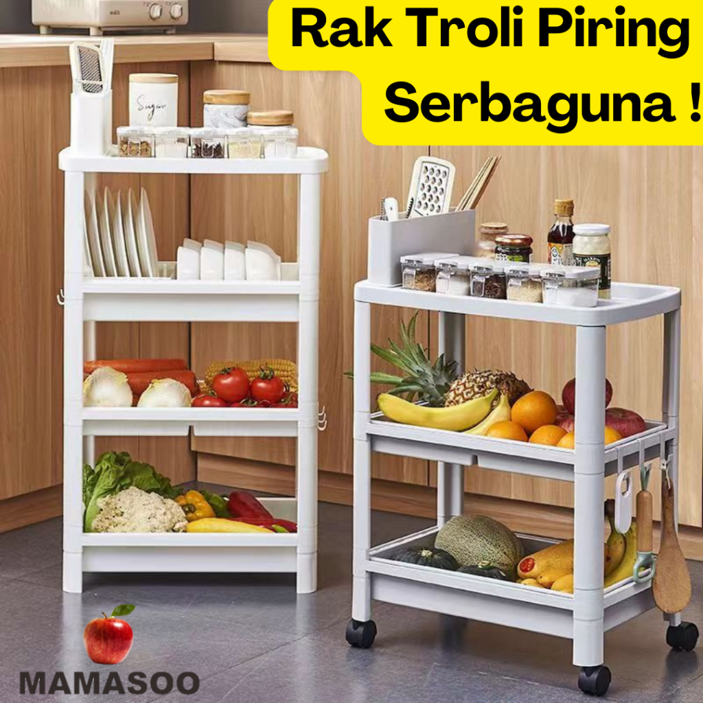 Jual Mamasoo Rak Troli Pengering Piring/Rak Mangkuk Piring dengan Baki ...