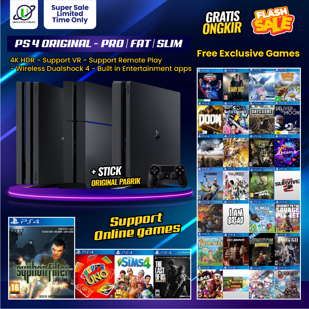Jual PS4 FAT/SLIM/PRO OFW_GAME ONLINE_HDD 500-2TB_GARANSI 15 BULAN | Shopee Indonesia