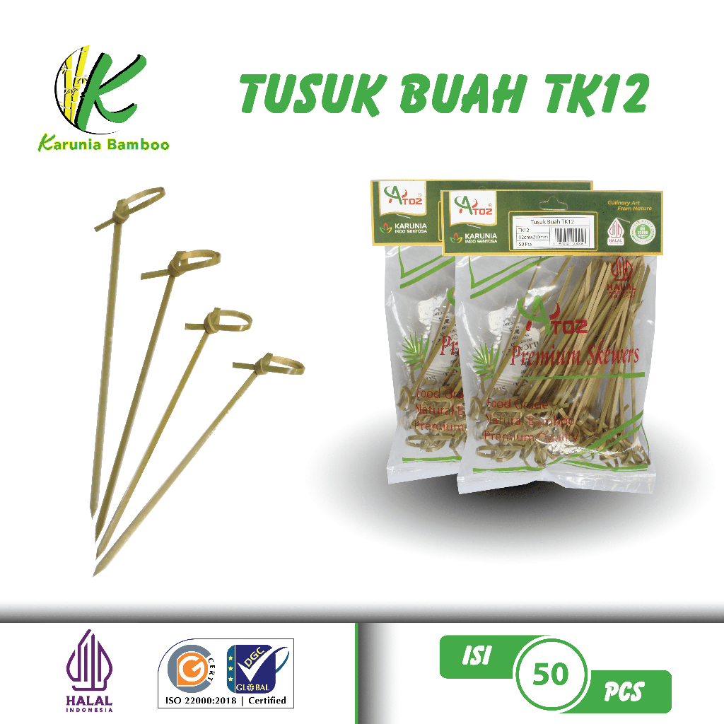 Jual ATOZ Tusuk Buah simpul bambu isi 50 pcs Tusuk Cocktail, Tusuk ...