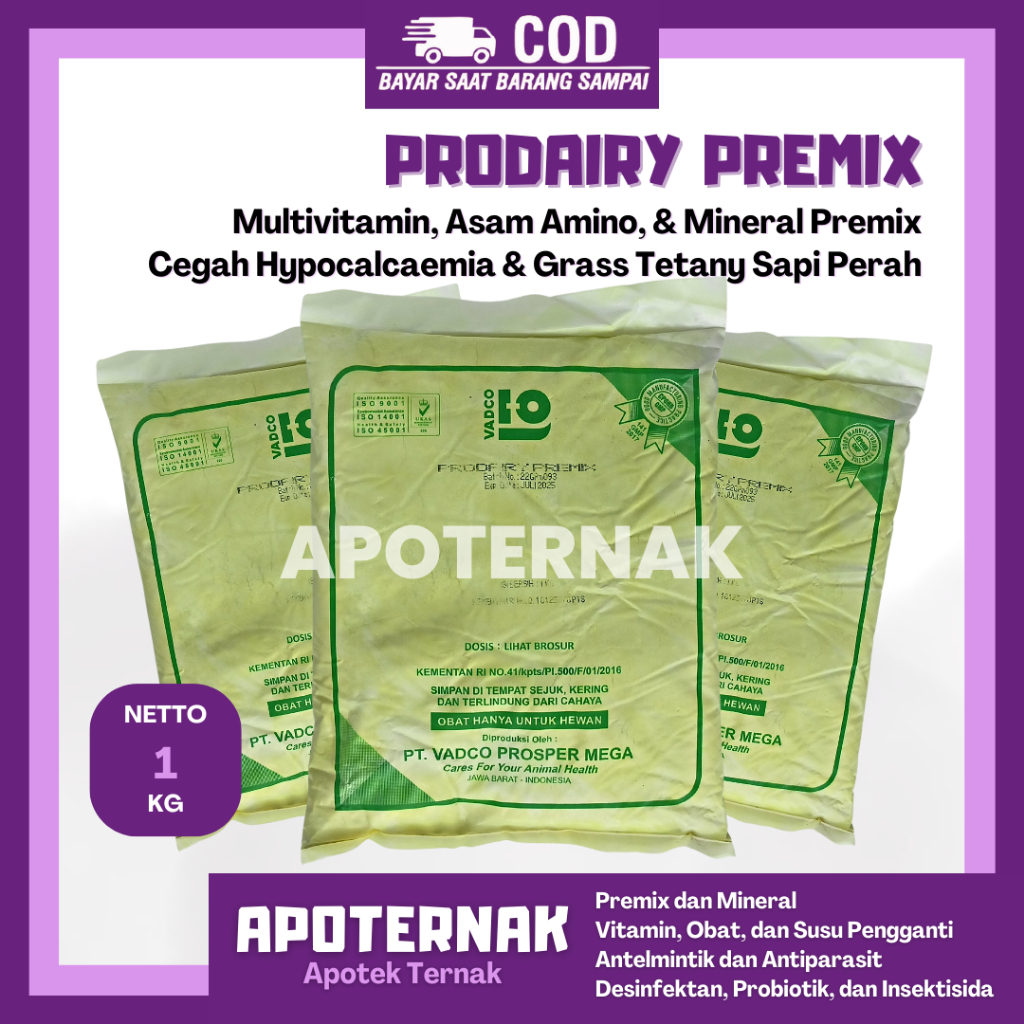 Jual PRODAIRY PREMIX 1 Kg - Vitamin Mineral Untuk Sapi Perah | Premix ...