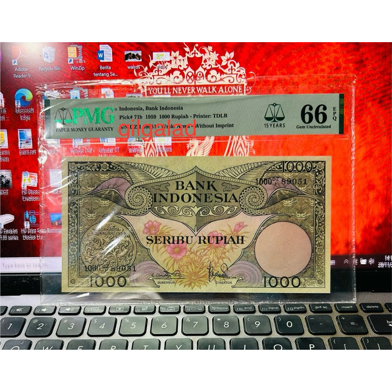 Jual UANG KUNO 1000 RUPIAH BUNGA 1959 SERTIFIKASI PMG 66 EPQ | Shopee Indonesia