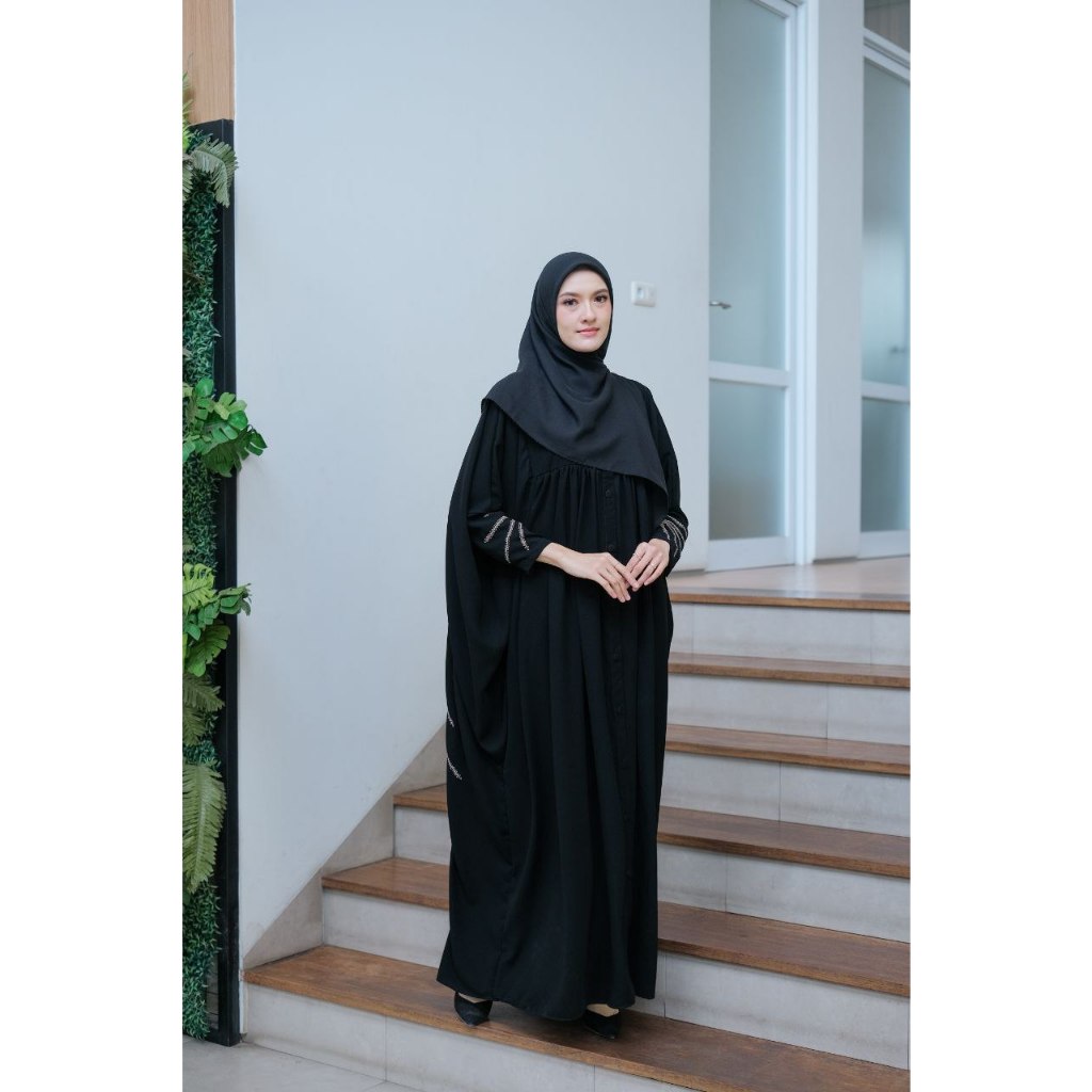 Jual GAMIS HITAM TERLIHAT KURUS | KAFTAN MEDINA by Rahma Ika | Bordir 3D | Recomended untuk ...