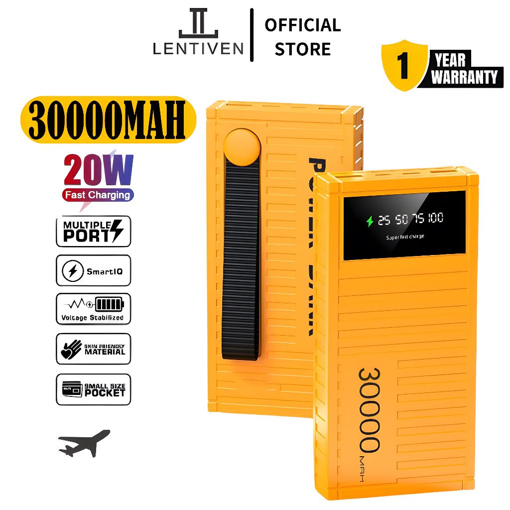 Jual LENTIVEN Powerbank 30000 mAh Mini with Fast Charging BH73 | Shopee ...