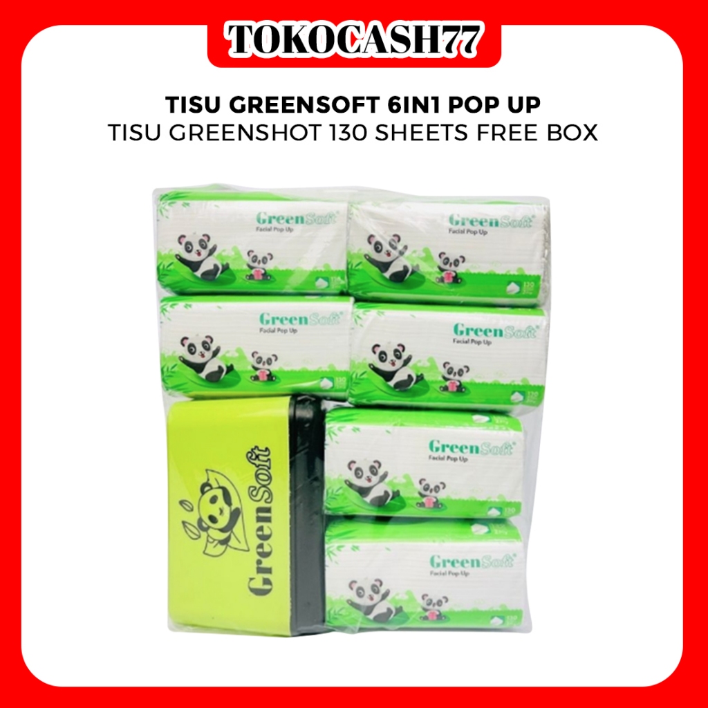 Jual TISU GREENSOFT 6IN1 POP UP / TISU GREENSHOT 130 SHEETS FREE BOX ...