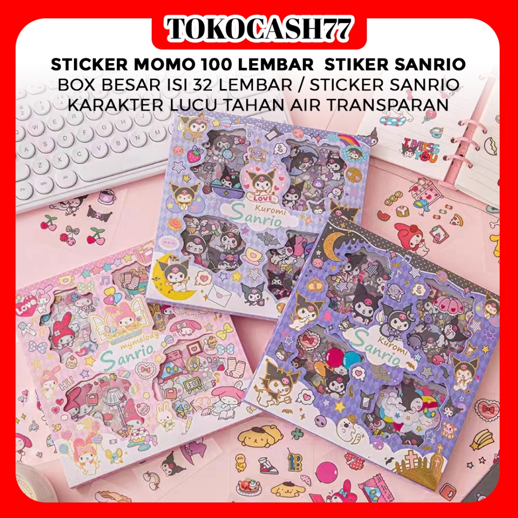 Jual STICKER MOMO 100 LEMBAR / STIKER SANRIO BOX BESAR ISI 32 LEMBAR ...