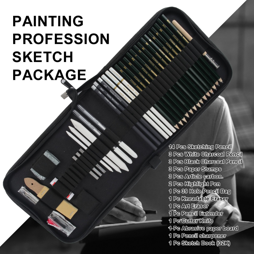 Jual SeamiArt 36pcs Drawing Sketch Pencil Set Charcoal Pencils 6H-12B Pencils Sketch Book Pensil ...