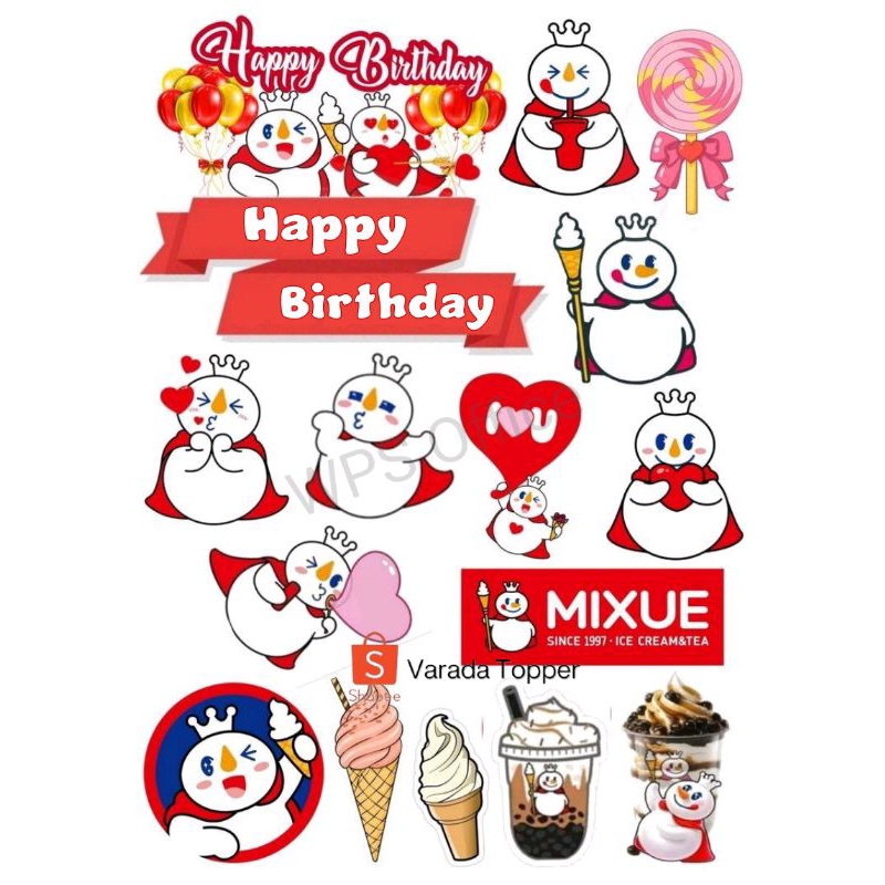 Jual Topper Cake Tema MIXUE Free Request Nama/Hiasan Kue Ultah MIXUE ...