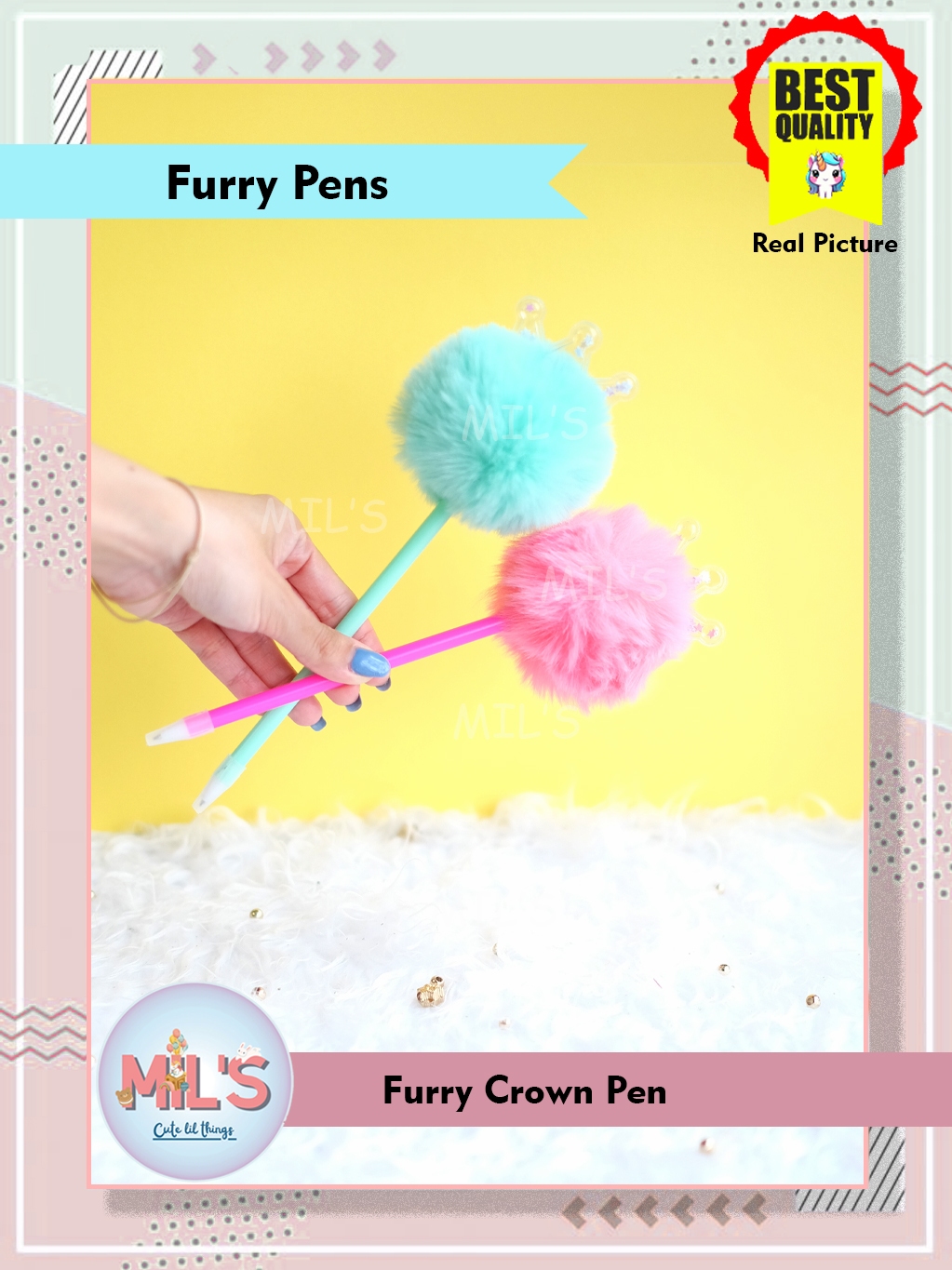 Jual [ CUTE MIL'S ] BOLPEN LUCU ALAT TULIS FURRY CROWN PEN BOLPOIN ...