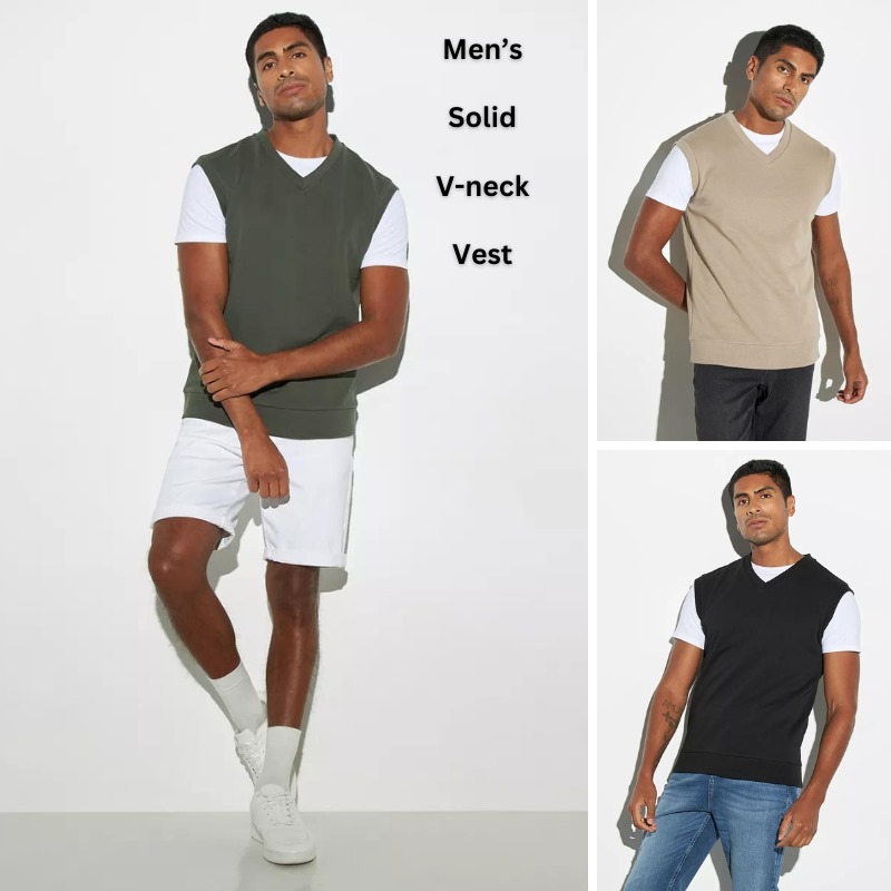 Jual Atasan Rompi Pria Bahan Terry Vneck (SPL30 SOLID VEST) | Shopee ...