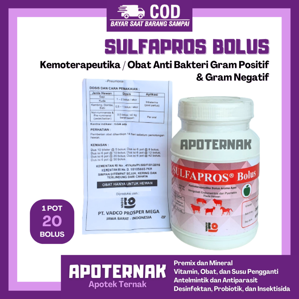Jual SULFAPROS BOLUS 1 Pot20 Butir - Obat Antibakteri Hewan Ternak ...