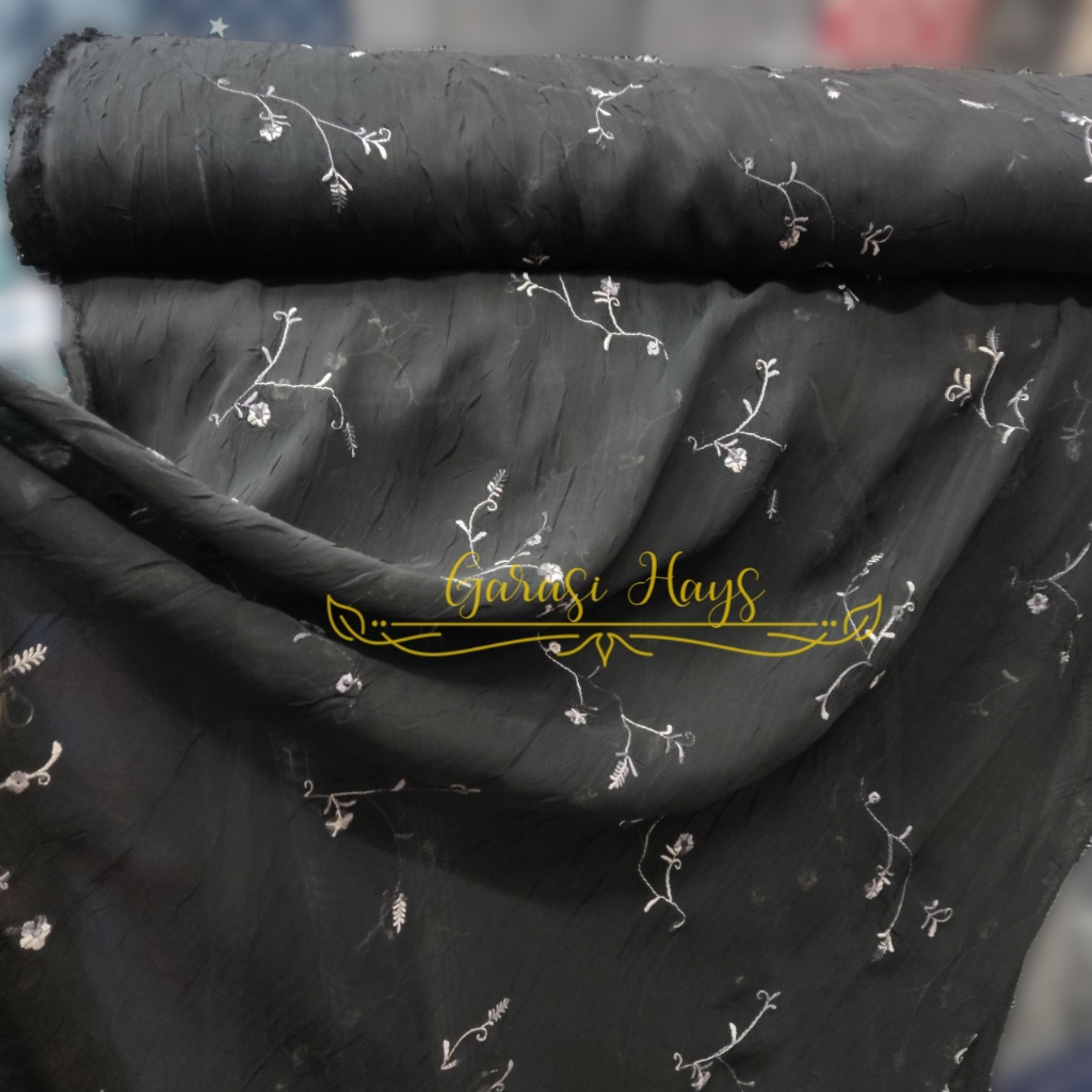 Jual Kain Embroidery Chiffon Sifon Yoryur Bordir Bunga Kecil Lebar 130 ...