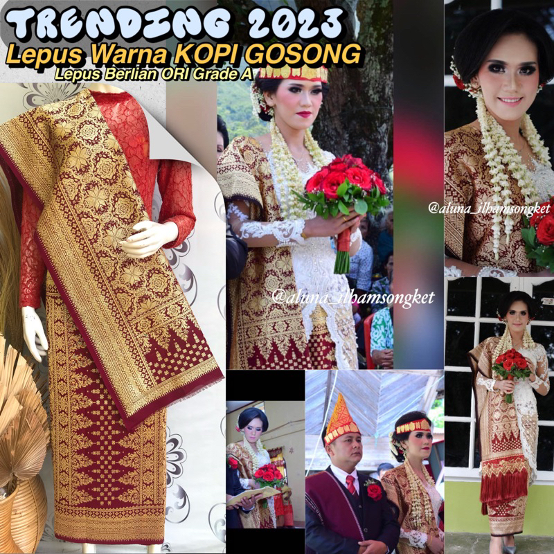 Jual Songket Lepus Berlian ORI Grade A Merah Gold-Asli Tenun Tangan Palembang(Ilham Songket ...