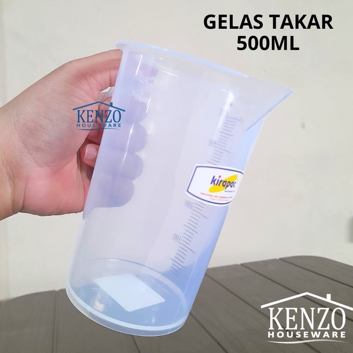 Jual Gelas Takar 500 ML Takaran Gelas Bening Lab Ukur Besar Plastik ...