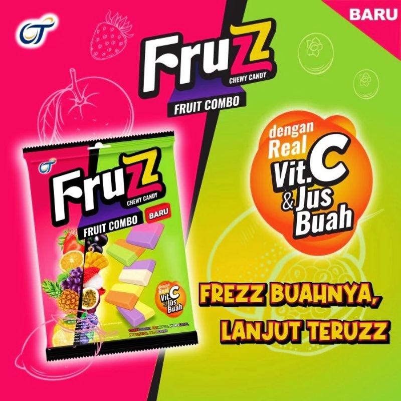 Jual Permen FRUZZ chewy candy fruit combo pcs 88 gram | Shopee Indonesia