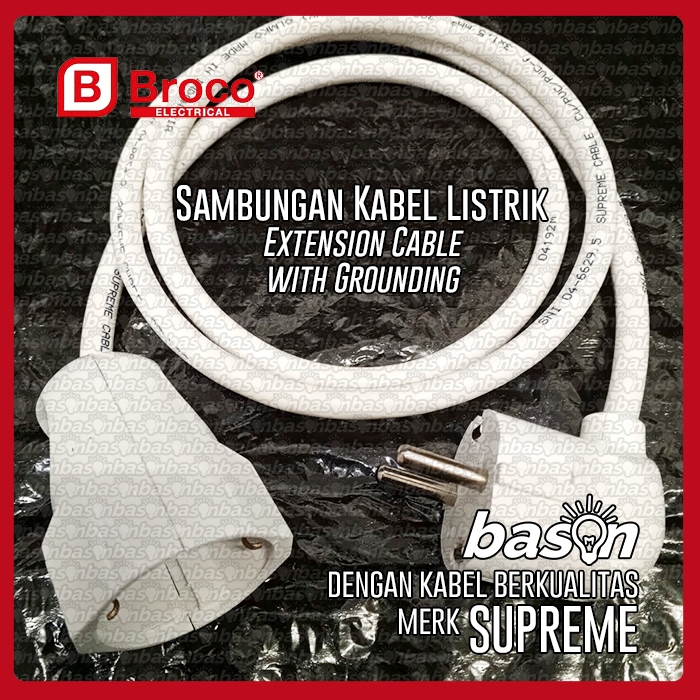 Jual BROCO Extension Cable 10A - Sambungan Kabel Listrik Arde SUPREME ...