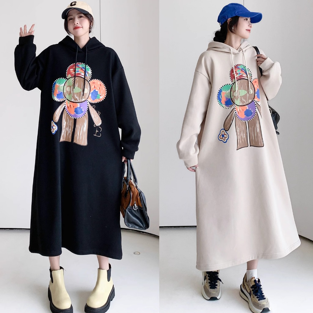 Jual LC1004 Premium Oversized Dress Hooded Fashion Terbaru | Shopee ...