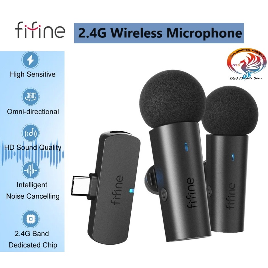 Jual Microphone Fifine 2.4Ghz Profesional Wireless Microphone ...