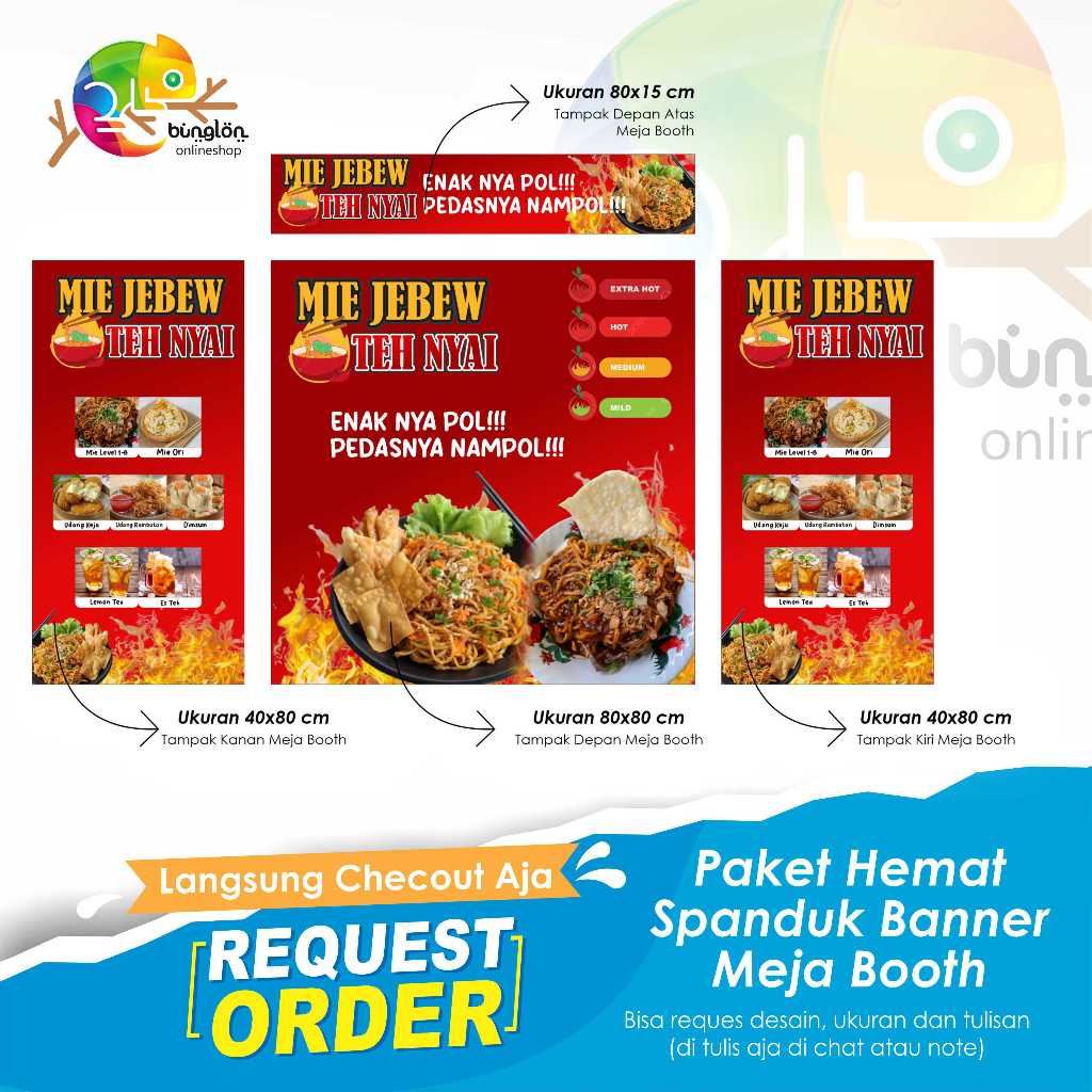 Jual Spanduk Banner Meja Booth Mie Jebew Pedas Nampol | Shopee Indonesia
