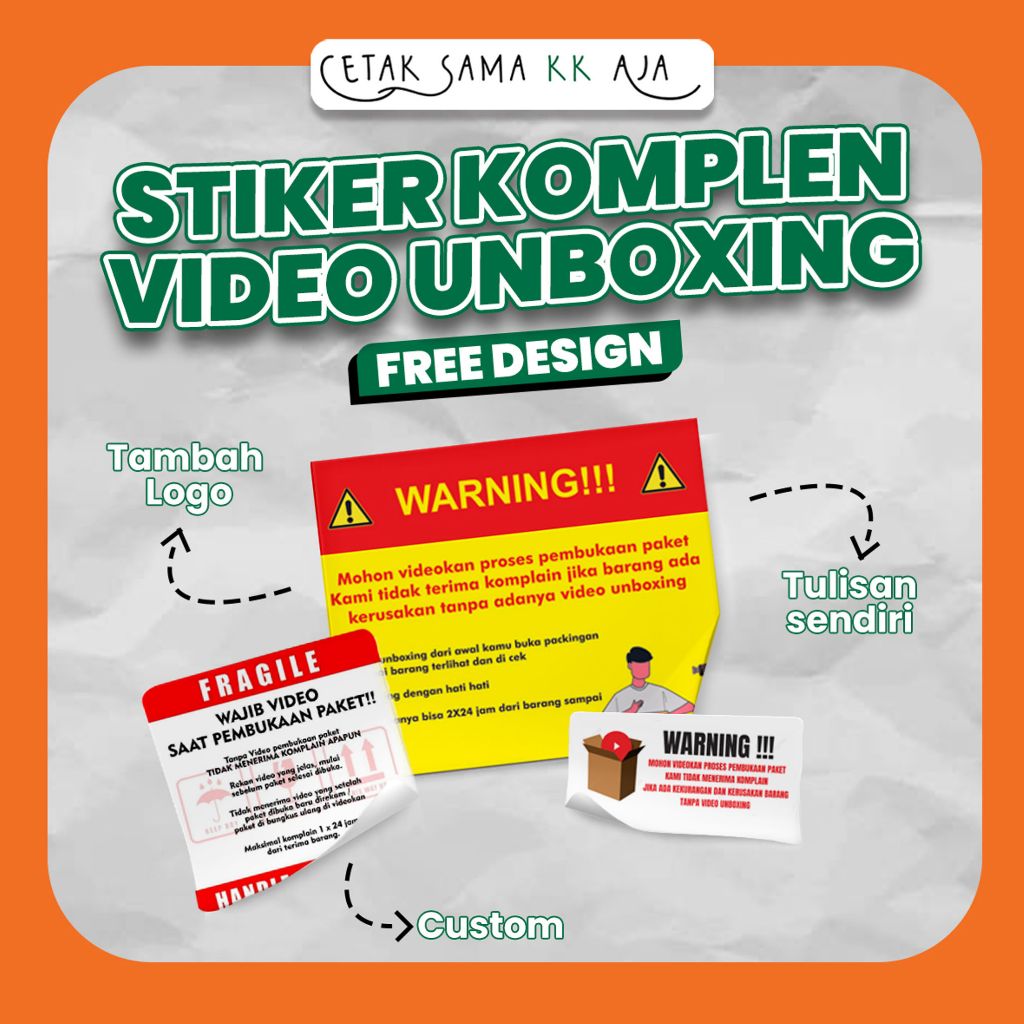 Jual STIKER KOMPLEN VIDEO UNBOXING KOMPLAIN BISA CUSTOM BISA TAMBAH ...