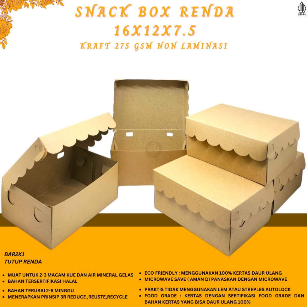 Jual Snack Box 12x16 Kraft Bahan 275 Gsm (BAR2-K1) | Shopee Indonesia
