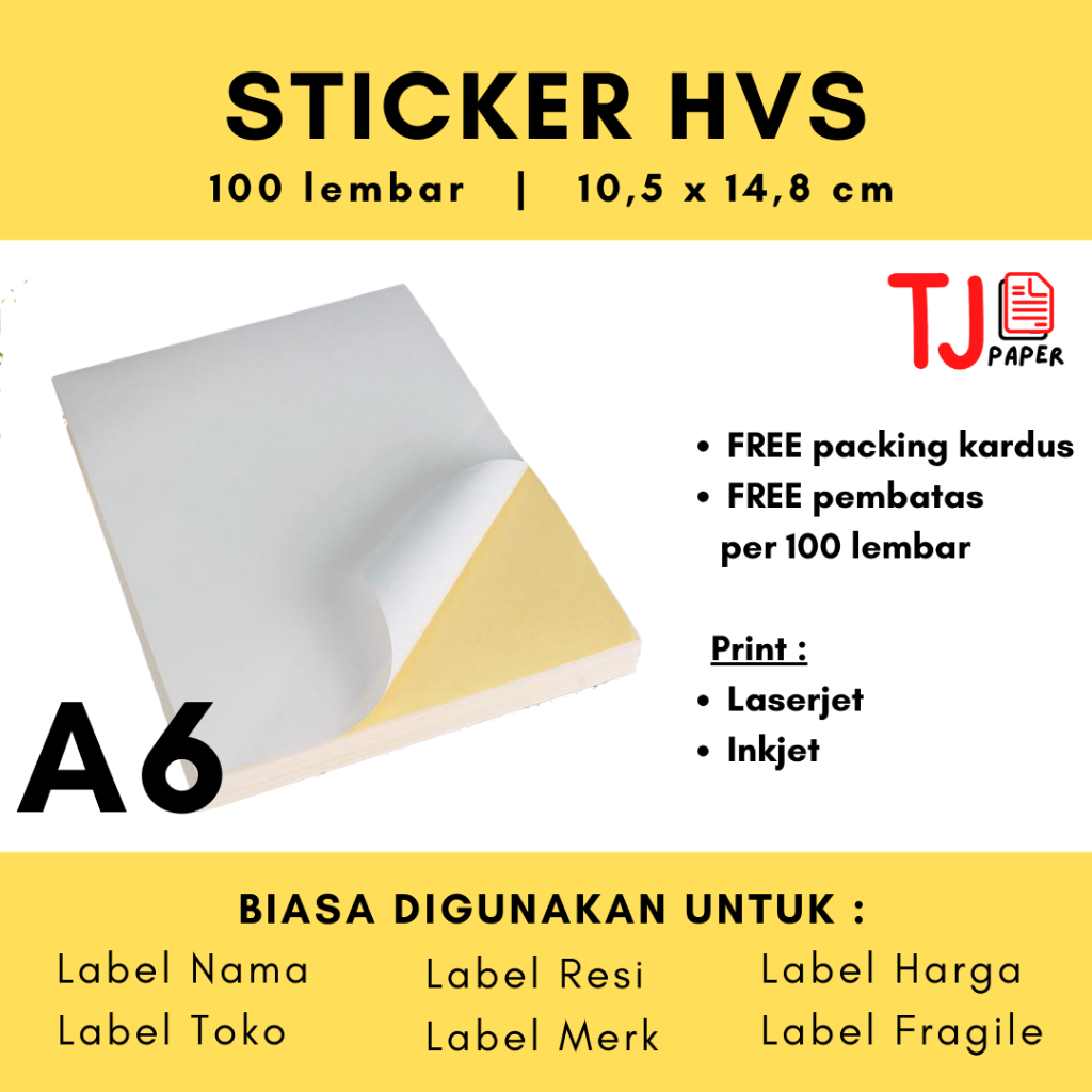 Jual Sticker HVS isi 100 lembar A6 Lintec (Sticker Doff / Stiker Resi ...