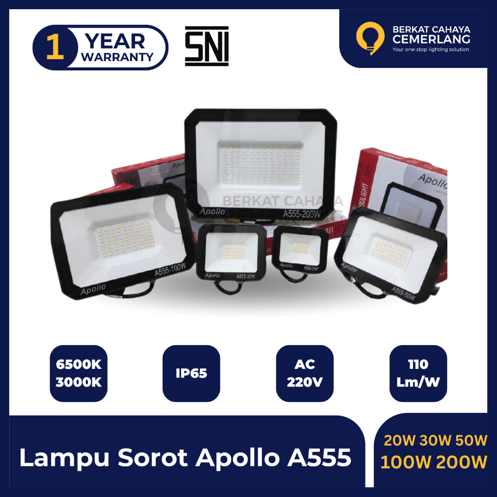 Jual Lampu Sorot LED SMDLampu Sorot LED APOLLO A555 20W 30W 50W 100W ...